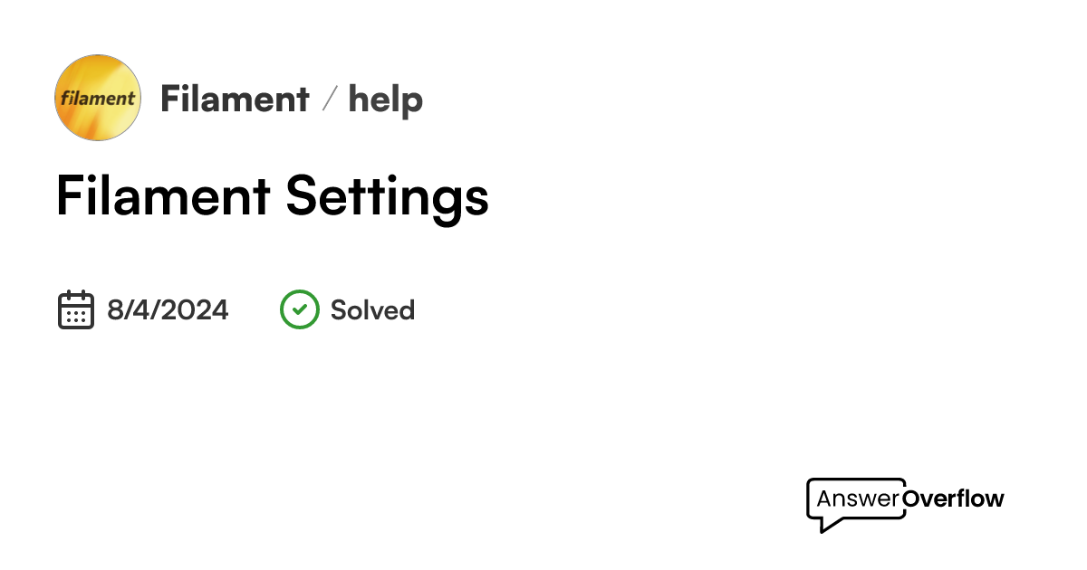 Filament Settings - Filament