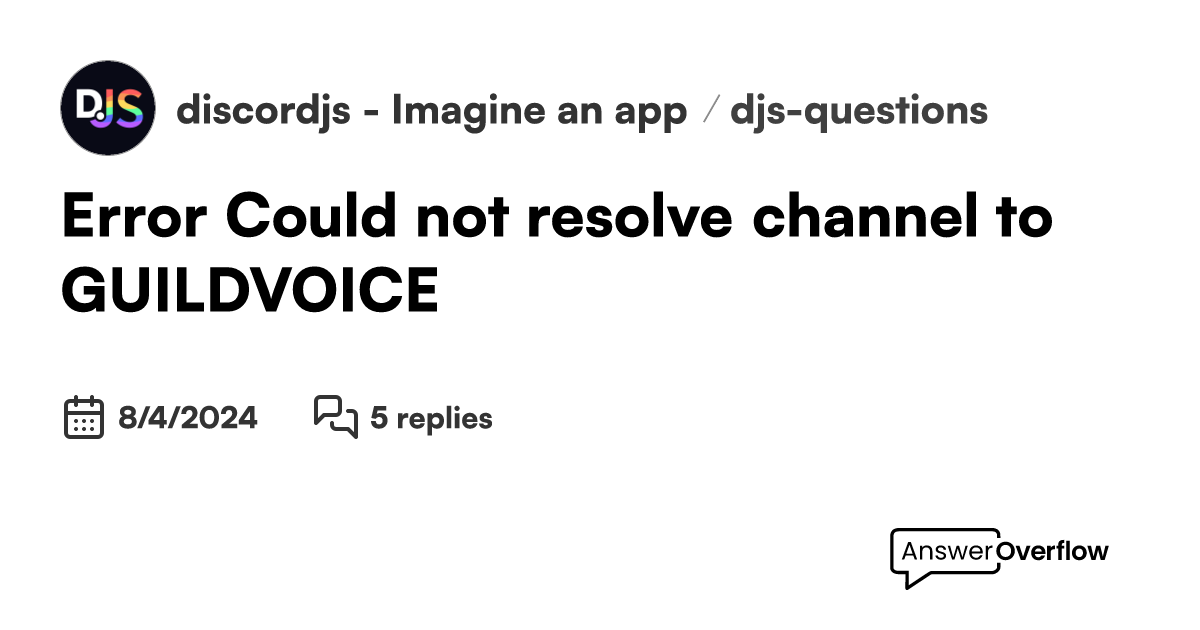 Error : Could not resolve channel to GUILD_VOICE - discord.js - Imagine an app
