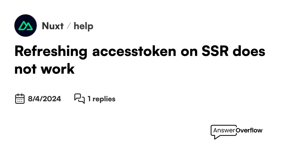Refreshing `access_token` on SSR does not work - Nuxt