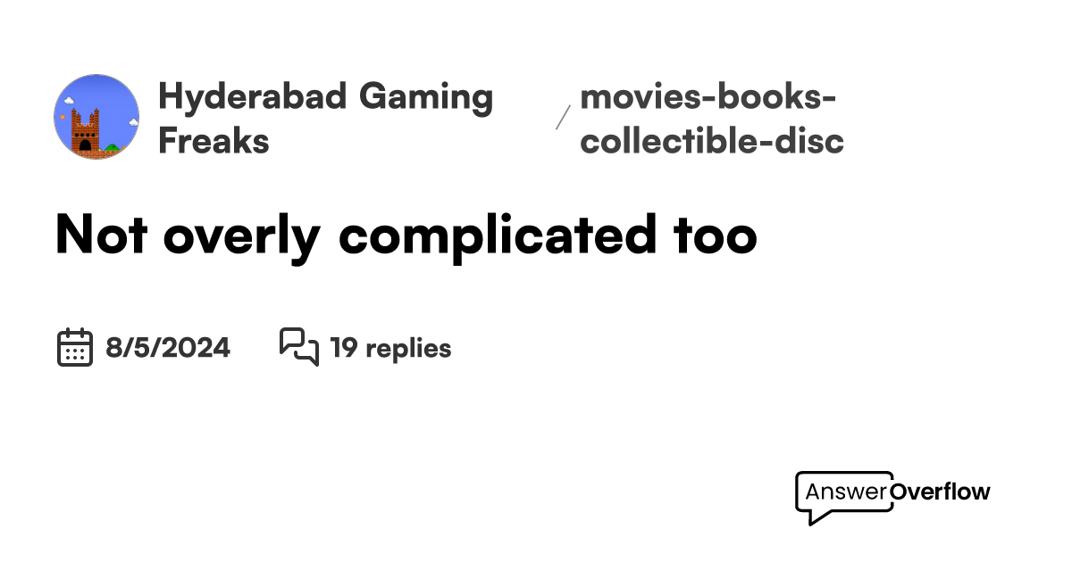 Not overly complicated too - Hyderabad Gaming Freaks!🎮🇮🇳