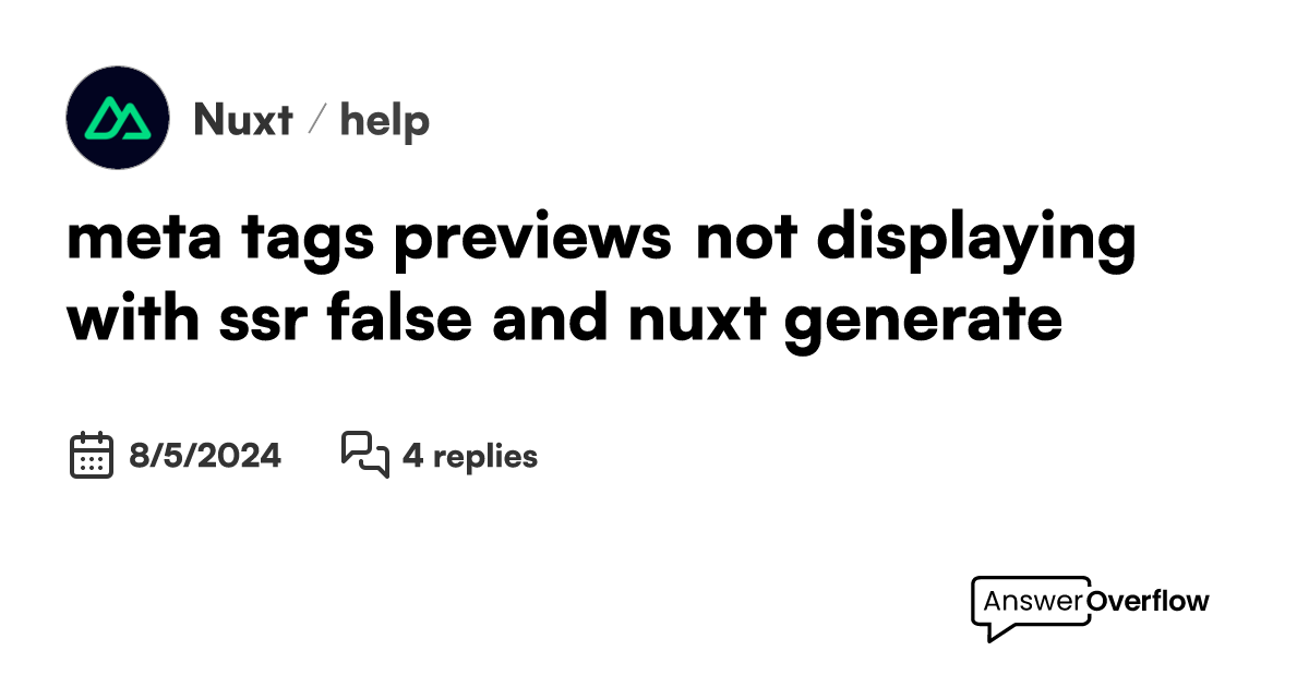 meta tags previews not displaying with ssr: false and nuxt generate - Nuxt