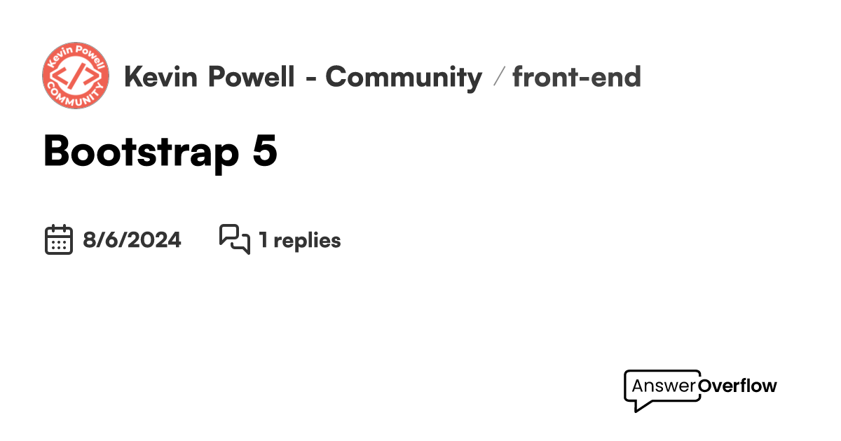 Bootstrap 5 - Kevin Powell - Community