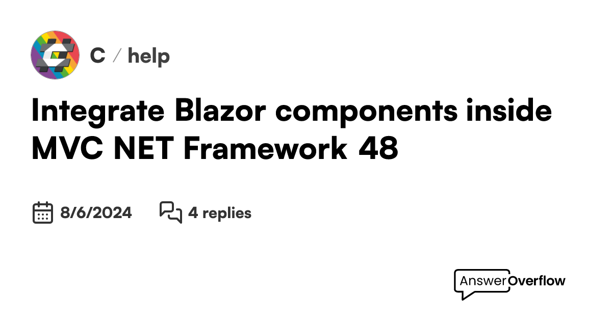 Integrate Blazor components inside MVC .NET Framework 4.8 - C#
