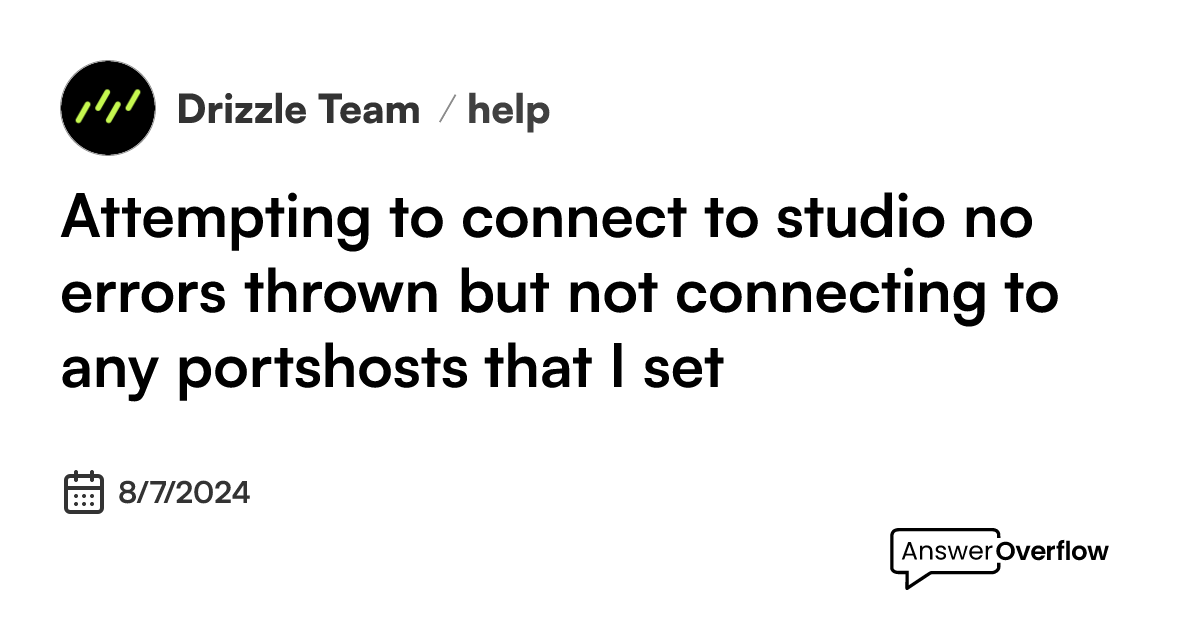 Attempting to connect to studio, no errors thrown but not connecting to ...