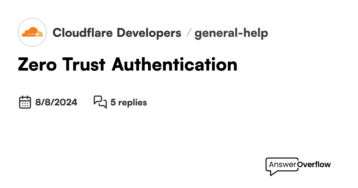 Zero Trust Authentication - Cloudflare Developers
