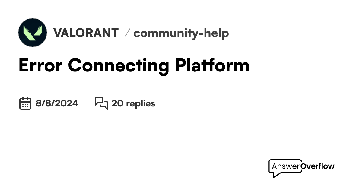 Error Connecting Platform!! - VALORANT