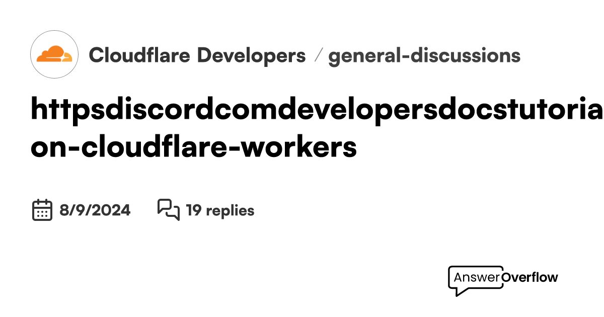 https://discord.com/developers/docs/tutorials/hosting-on-cloudflare-workers - Cloudflare Developers