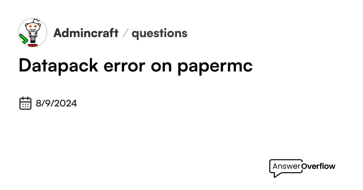 Datapack error on papermc - Admincraft