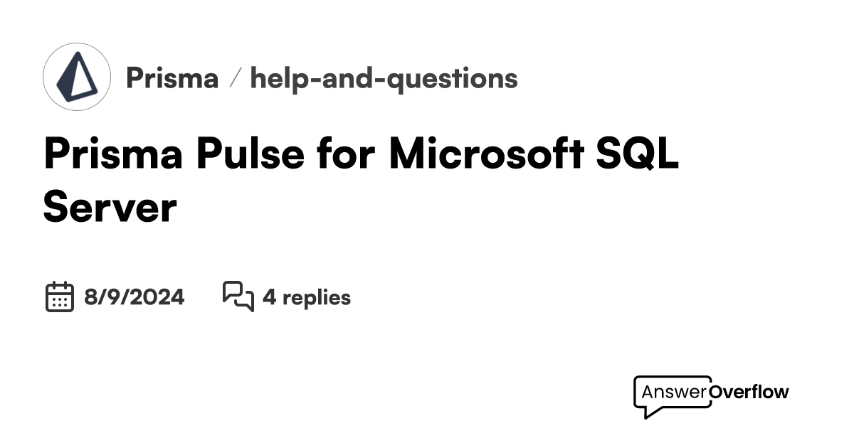 Prisma Pulse for Microsoft SQL Server - Prisma