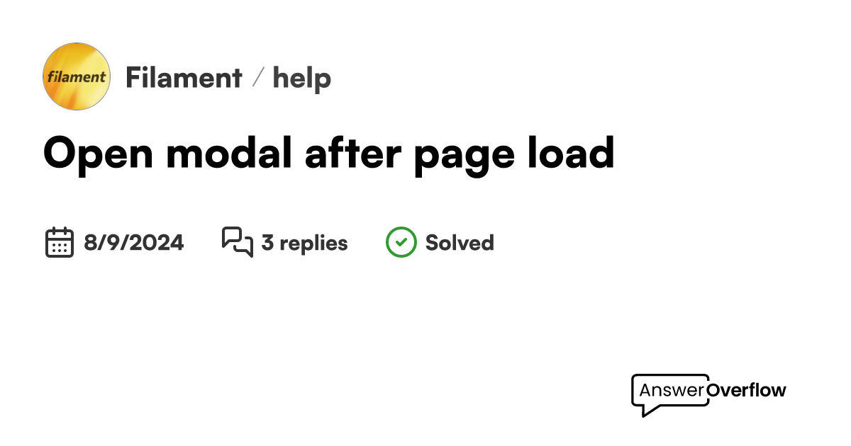 Open modal after page load - Filament