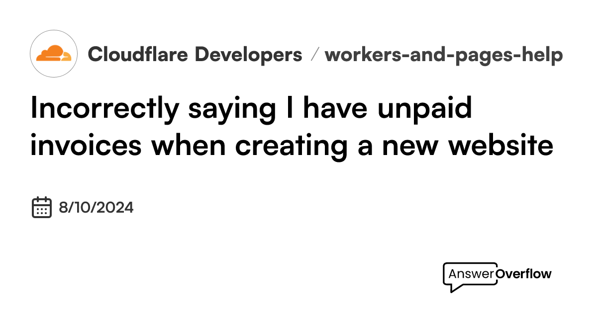 Incorrectly saying I have unpaid invoices when creating a new website ...