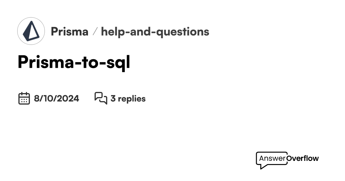 Prisma-to-sql - Prisma