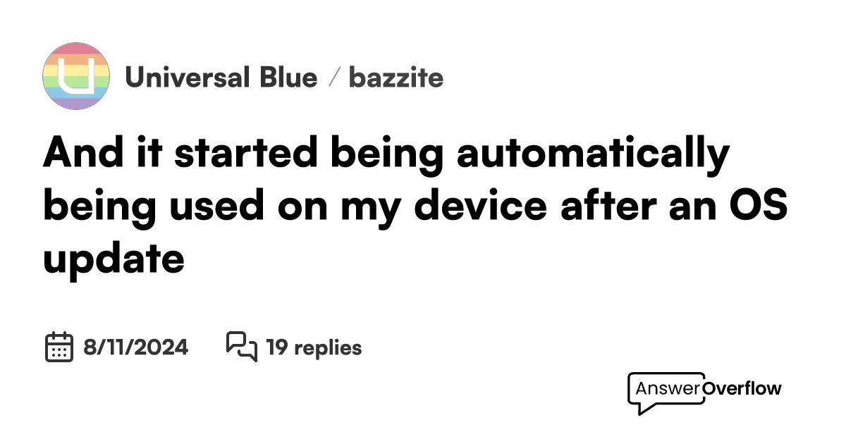 And It Started Being Automatically Being Used On My Device After An Os Update Universal Blue