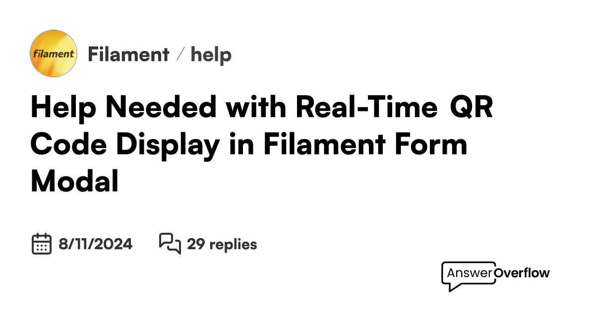 Help Needed with Real-Time QR Code Display in Filament Form Modal - Filament