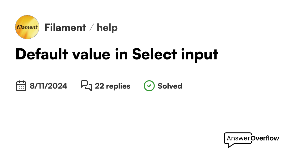 Default value in Select input - Filament
