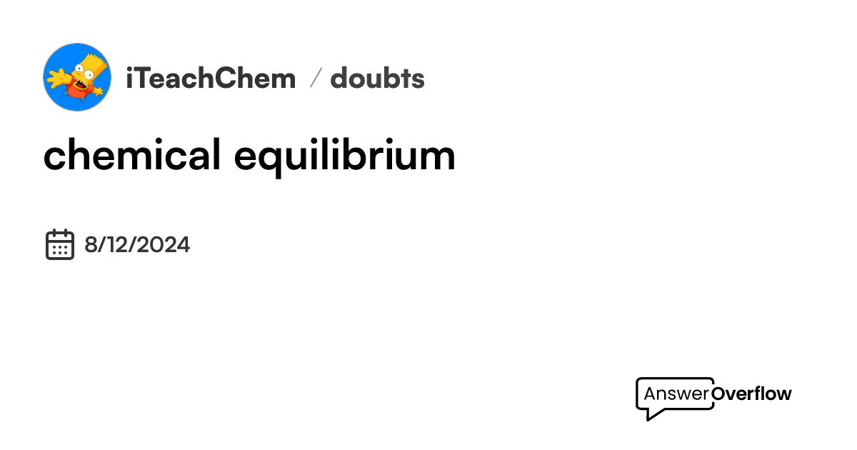 chemical equilibrium - iTeachChem
