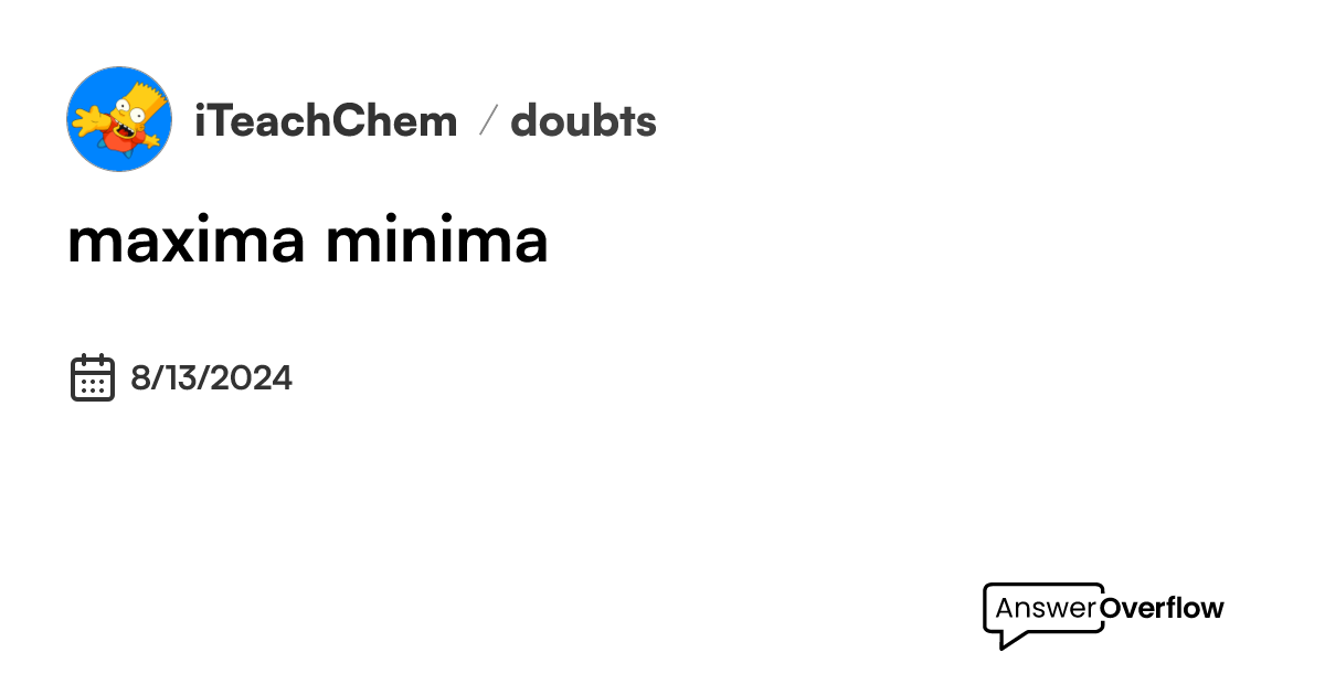 maxima minima - iTeachChem