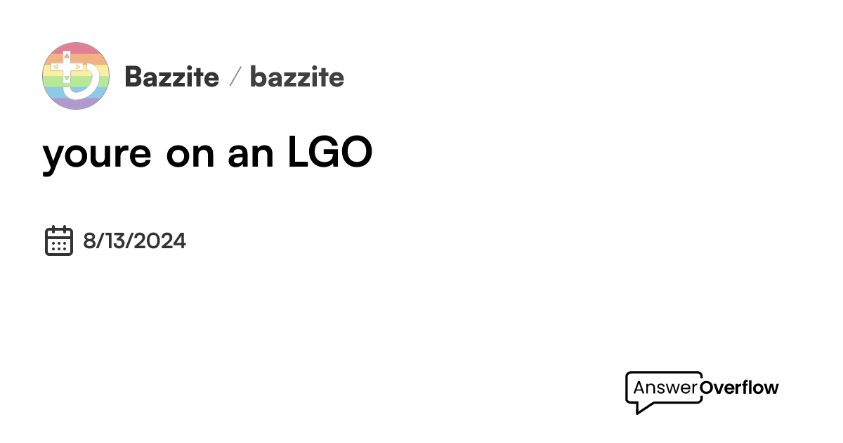 you're on an LGO? - Universal Blue