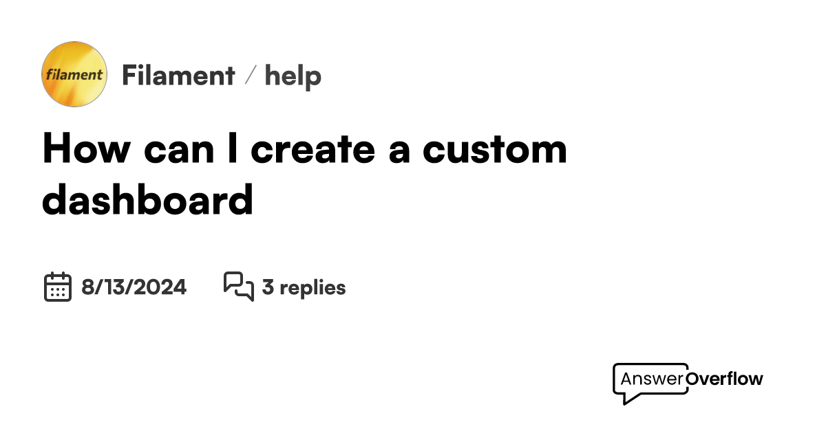 How can I create a custom dashboard? - Filament