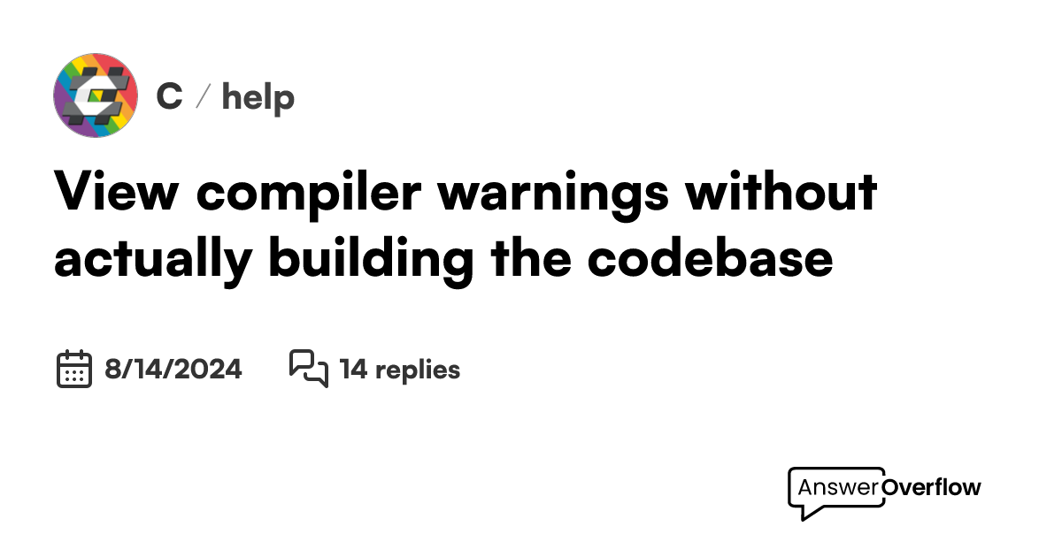 View compiler warnings without actually building the codebase? - C#