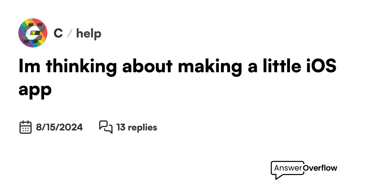 I’m thinking about making a little iOS app. - C#