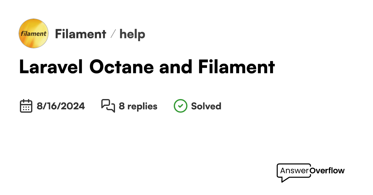 Laravel Octane and Filament - Filament