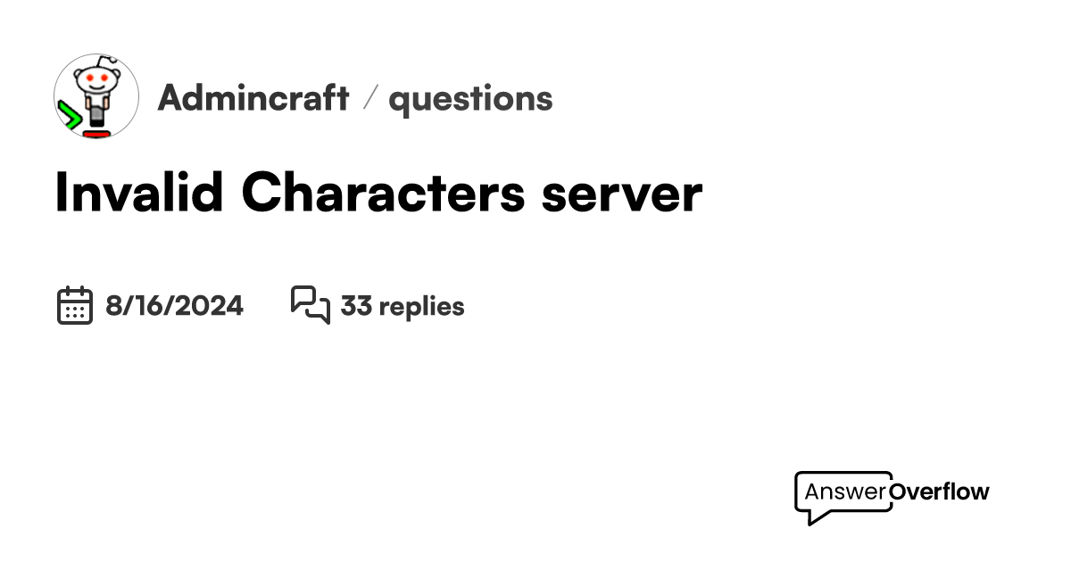 Invalid Characters server - Admincraft
