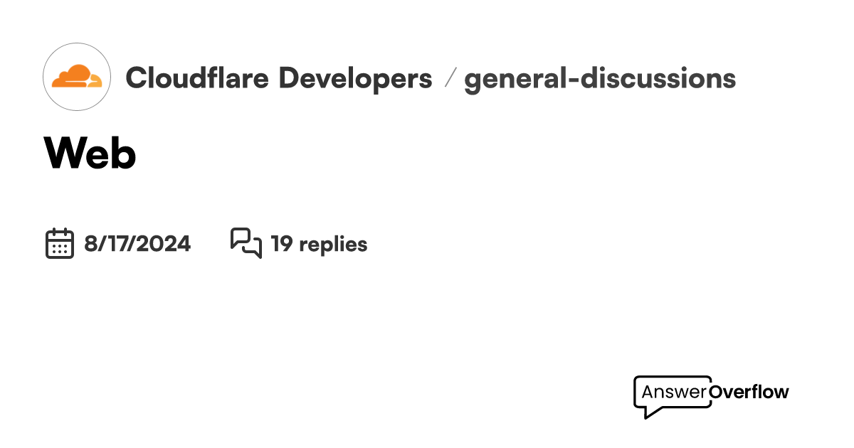 Web - Cloudflare Developers