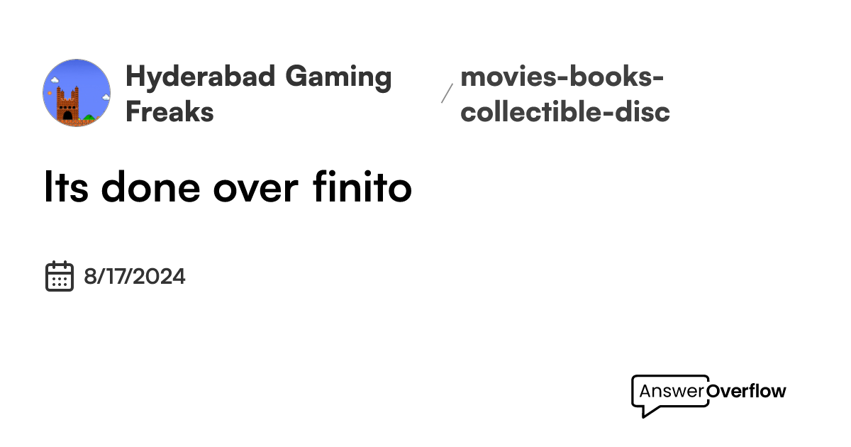 It's done, over , finito - Hyderabad Gaming Freaks!🎮🇮🇳