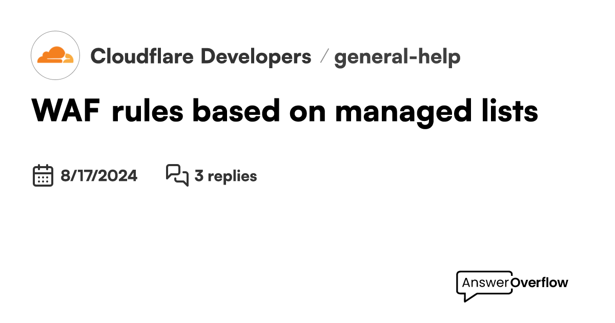 WAF rules based on managed lists - Cloudflare Developers