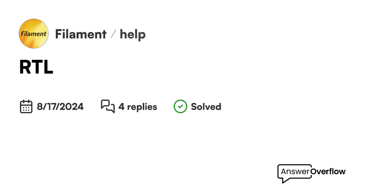 RTL - Filament