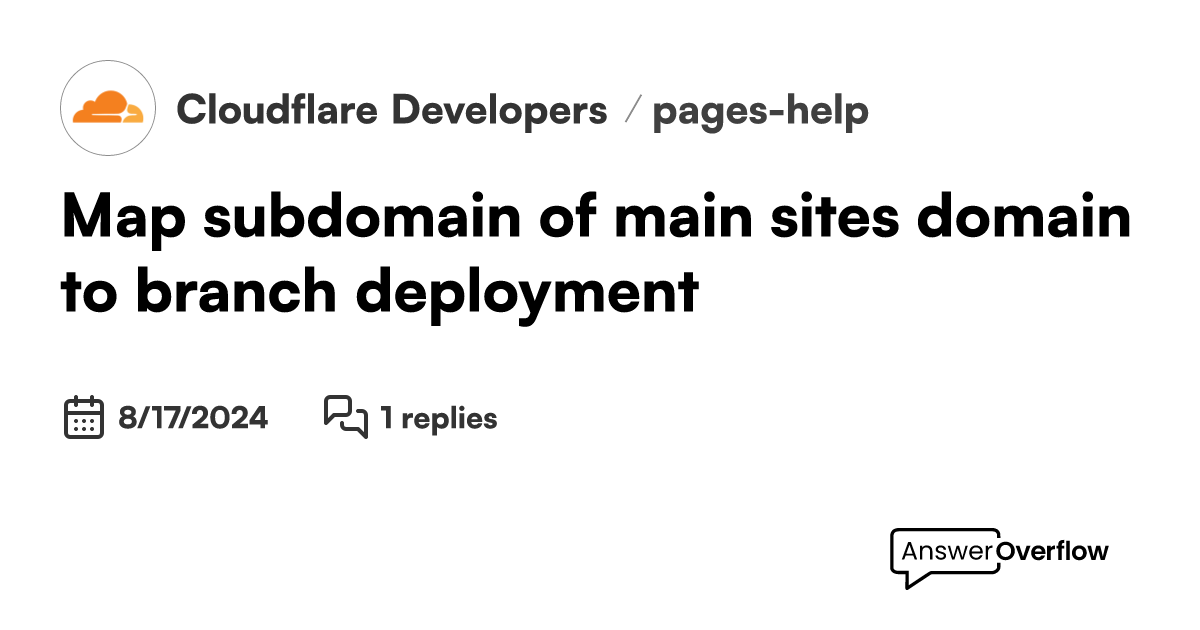 Map subdomain of main site's domain to branch deployment - Cloudflare Developers