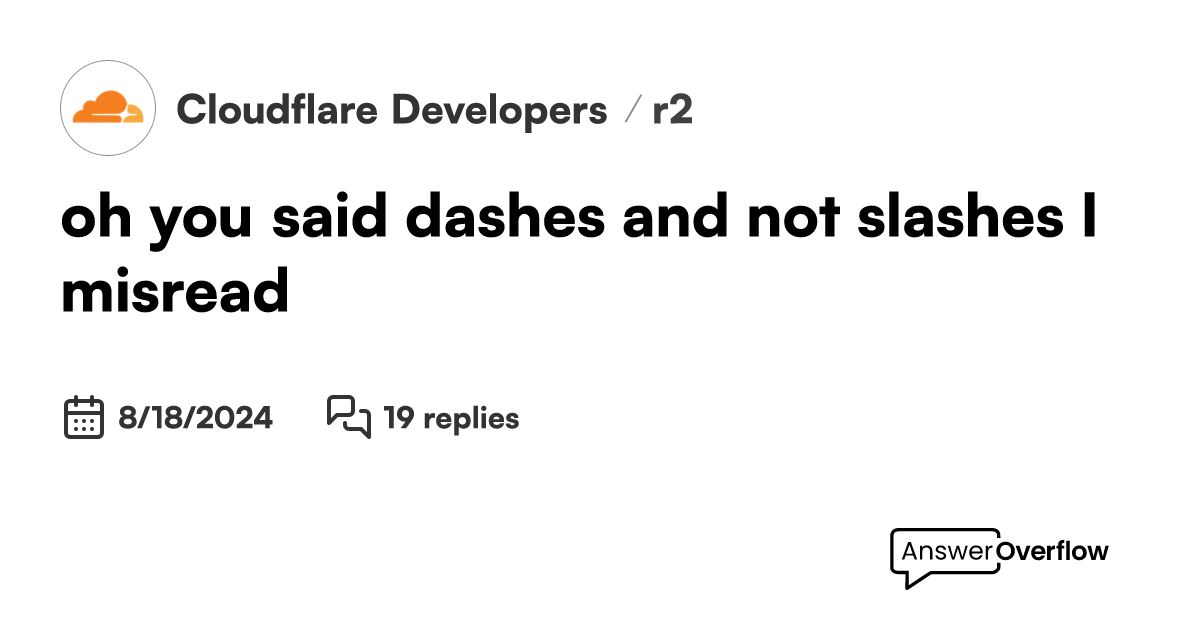 oh you said dashes and not slashes, I misread - Cloudflare Developers