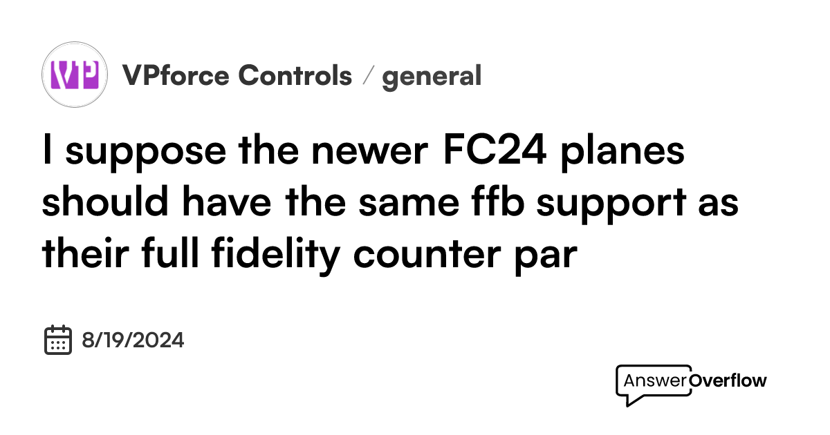I suppose the newer FC24 planes should have the same ffb support as ...