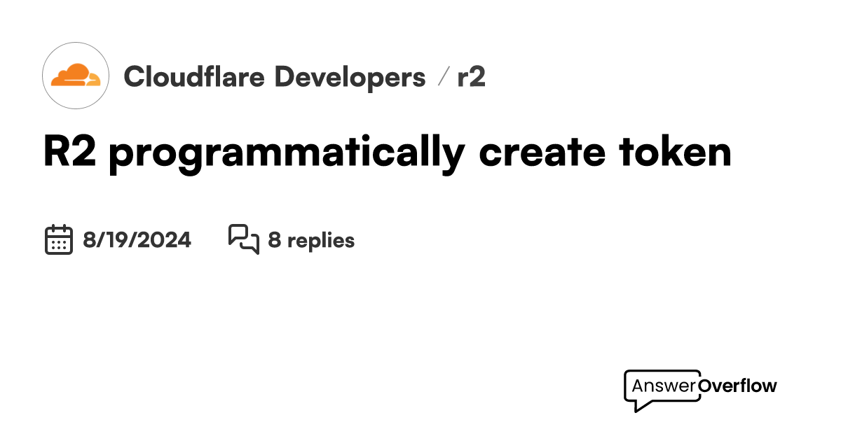 R2 programmatically create token - Cloudflare Developers