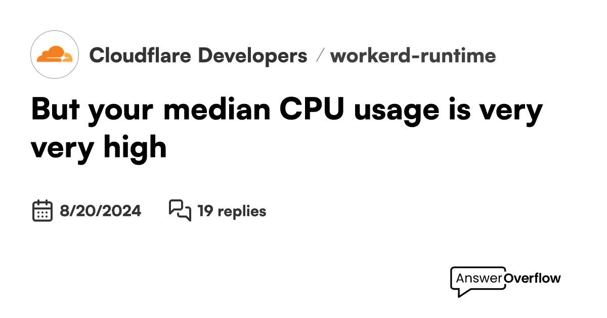 But your median CPU usage is very very high - Cloudflare Developers