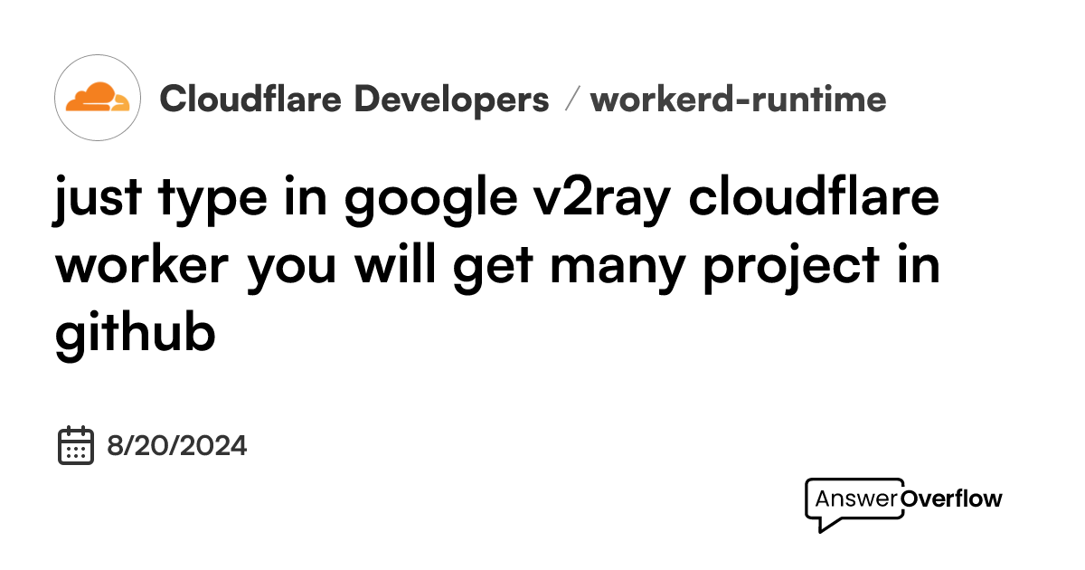 just type in google. v2ray cloudflare worker. you will get many project in github - Cloudflare ...