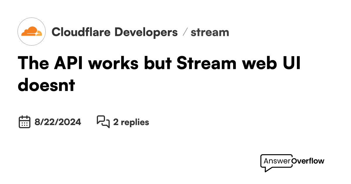 The API works, but Stream web UI doesn't work for videos requiring Signed URLs: You can create a ...