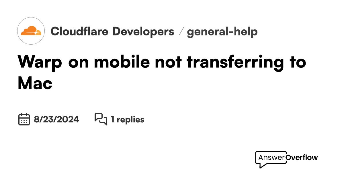 Warp+ on mobile not transferring to Mac - Cloudflare Developers