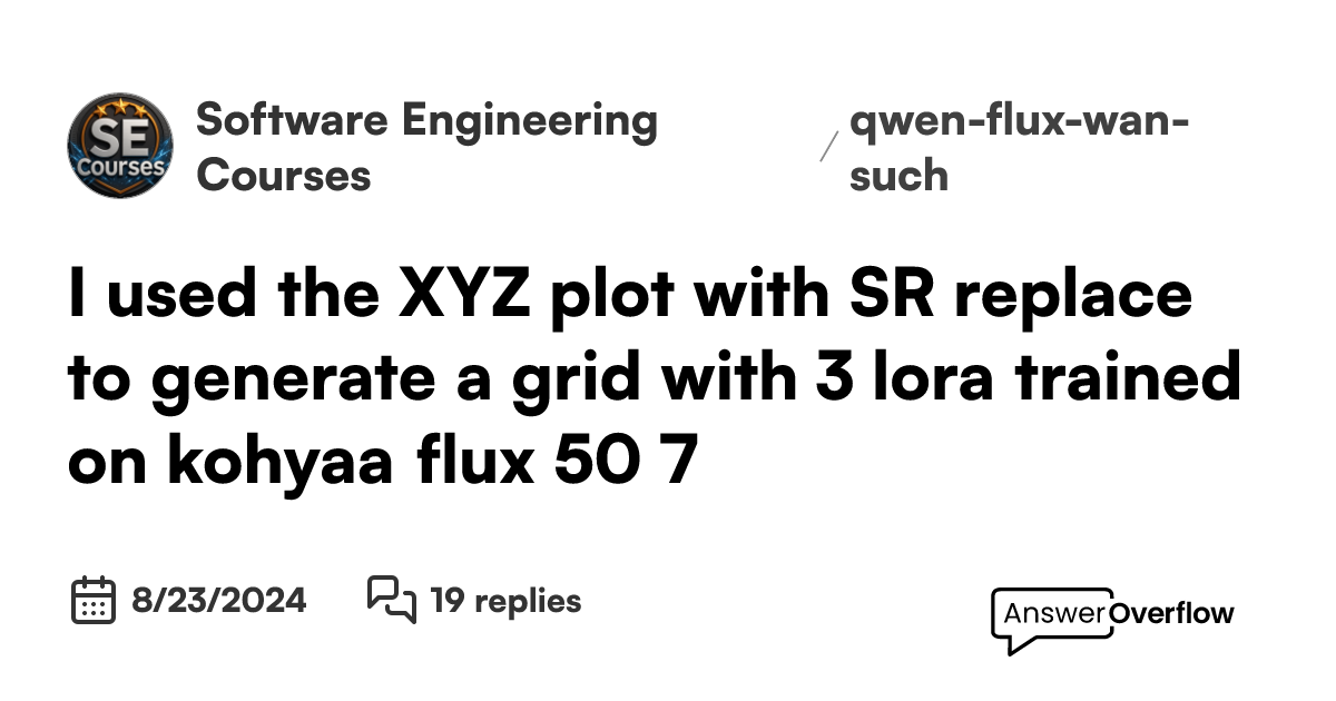 I used the X/Y/Z plot with S/R replace to generate a grid with 3 lora trained on kohyaa flux (50 ...