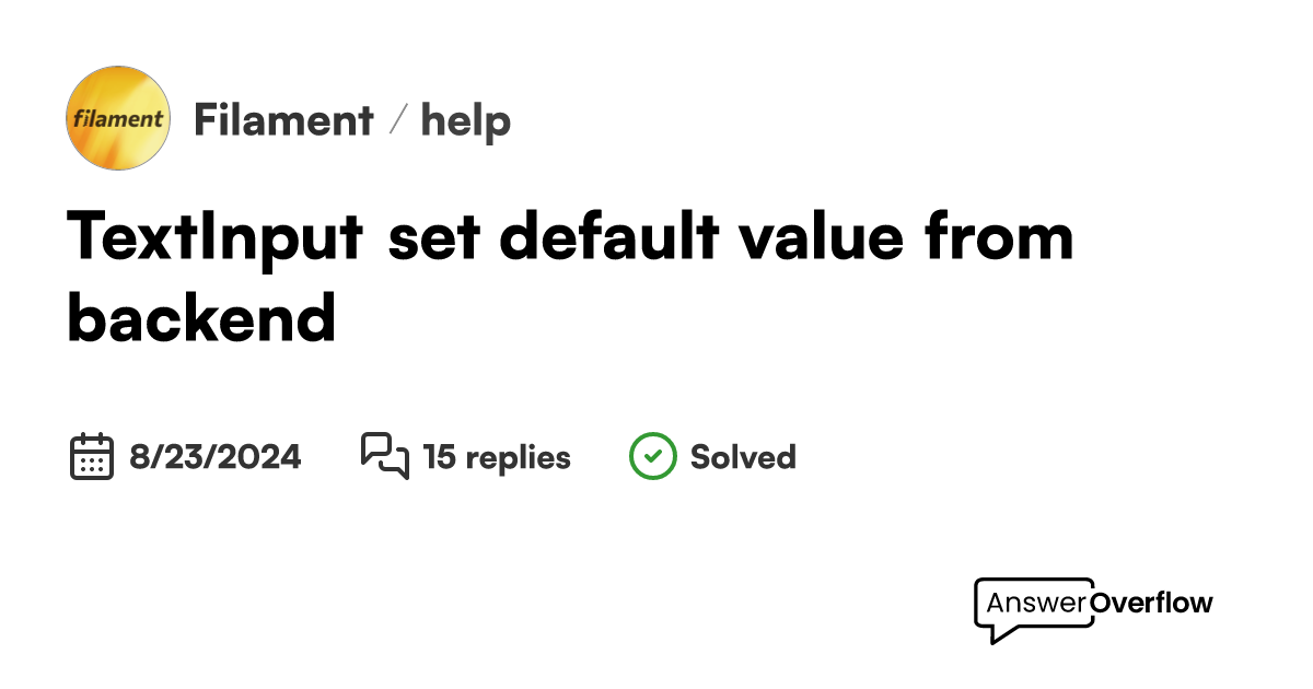 TextInput, set default value (from backend) - Filament