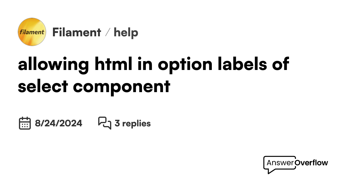 allowing html in option labels of `select` component - Filament