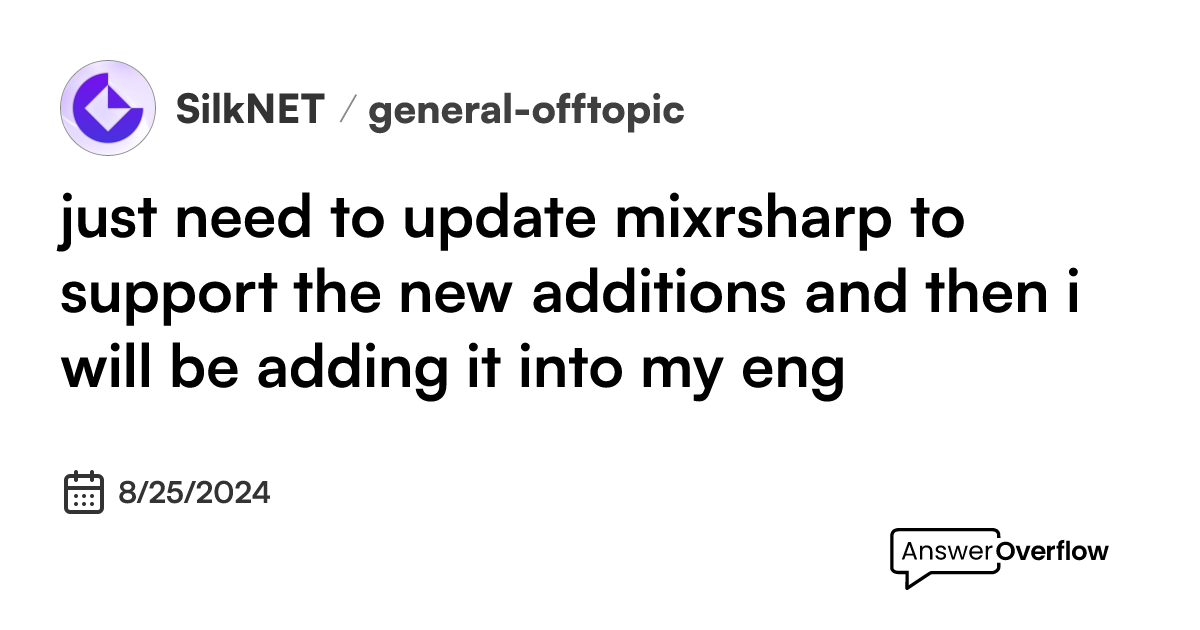 just need to update mixrsharp to support the new additions and then i will be adding it into my ...
