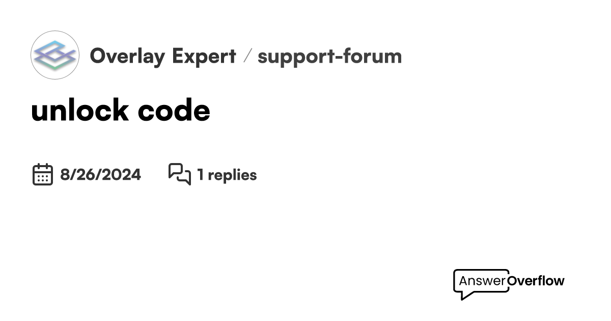 unlock code - Overlay Expert