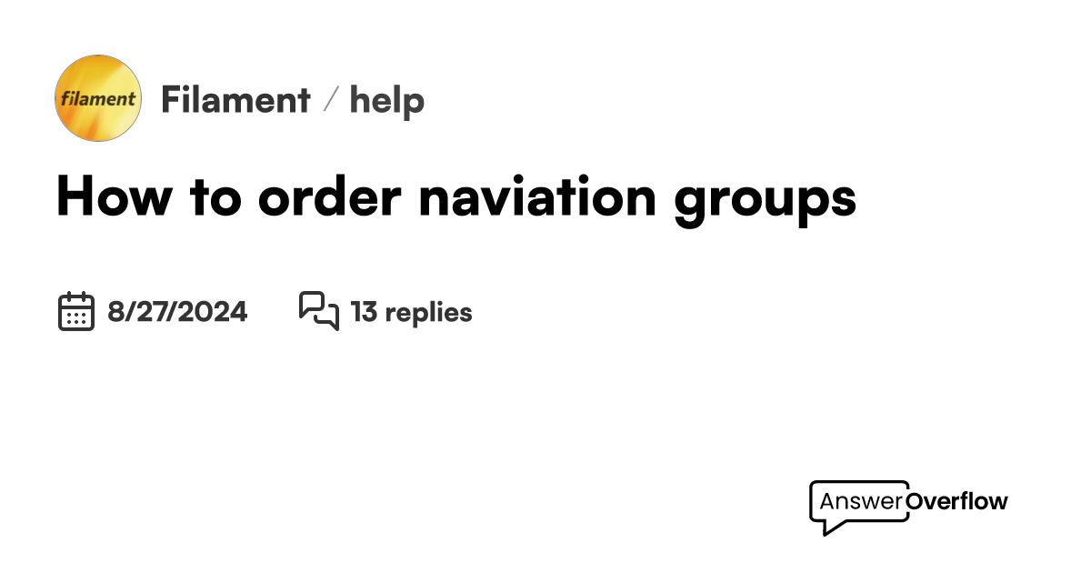 How to order naviation groups - Filament