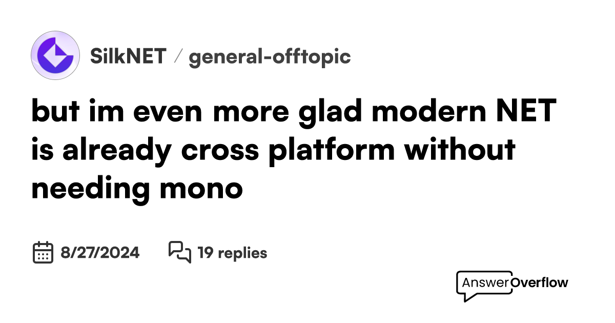 but i'm even more glad modern .NET is already cross platform, without needing mono - Silk.NET