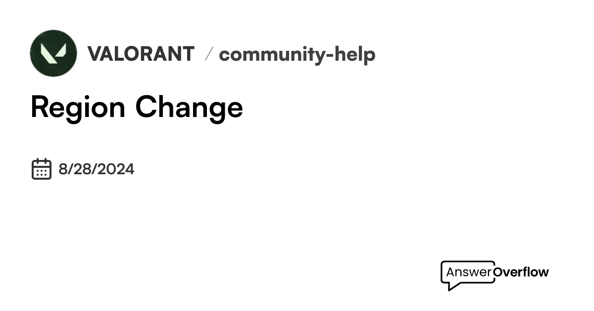 Region Change - VALORANT
