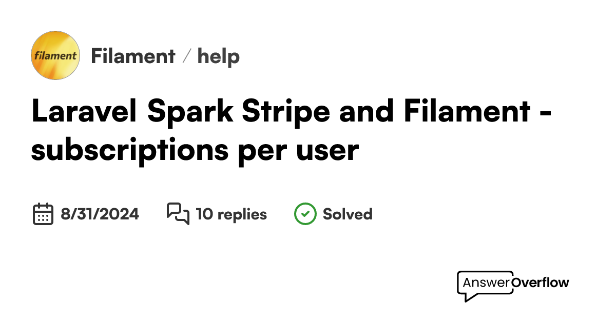 Laravel Spark Stripe and Filament - subscriptions per user - Filament