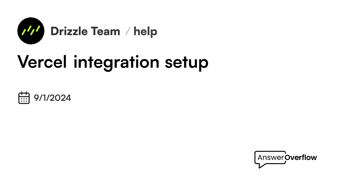 Vercel integration setup - Drizzle Team