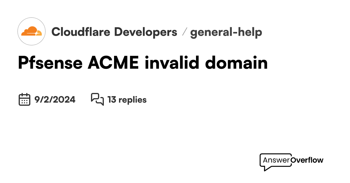 Pfsense ACME invalid domain - Cloudflare Developers